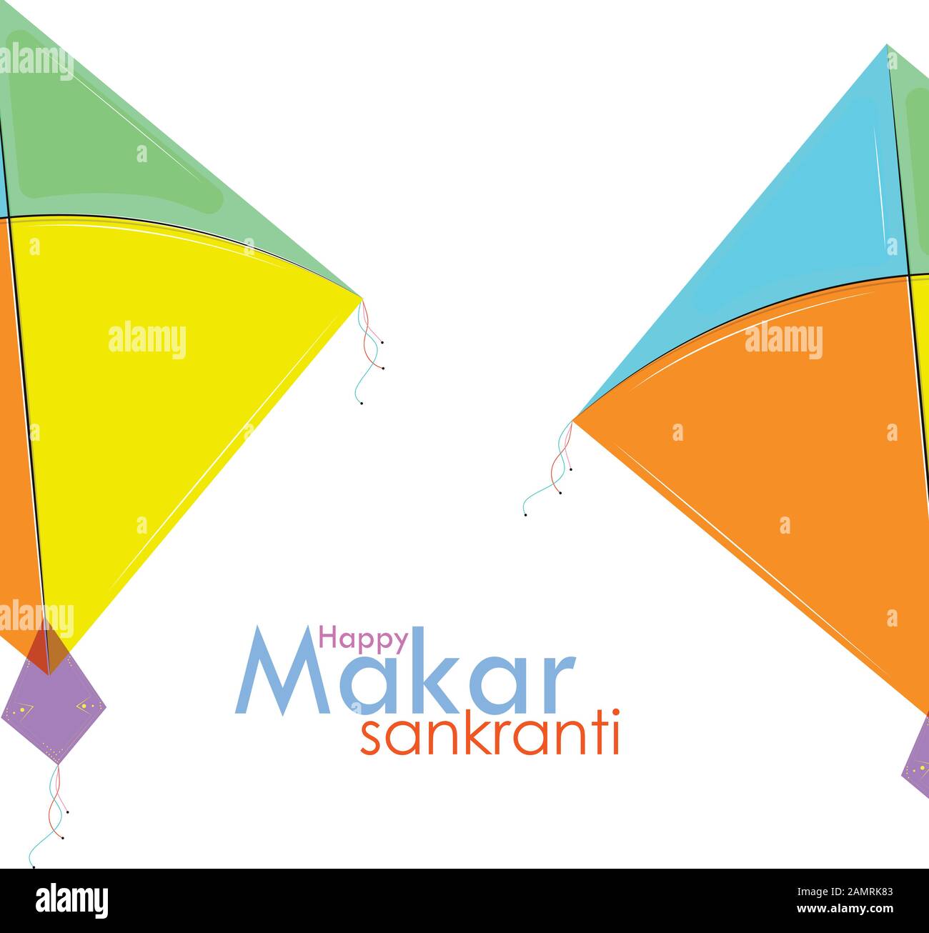Vector illustration of Makar Sankranti Banner with Colorful Kites Stock ...