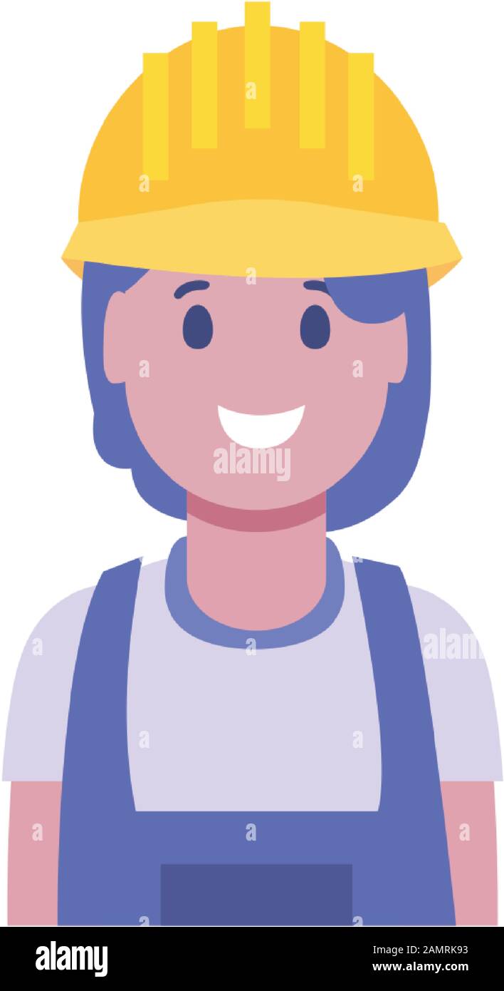 Builder avatar woman with yellow helmet design of Construction working ...