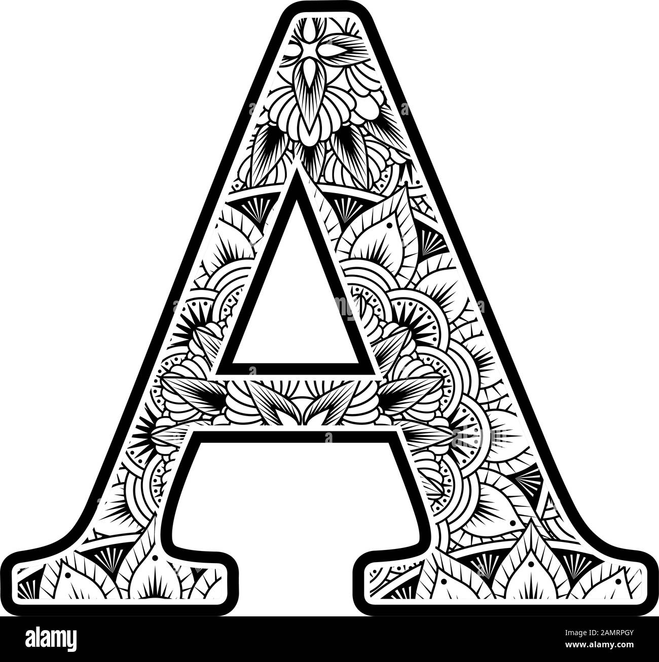 Mandala letter coloring vector decorative hi-res stock photography and ...