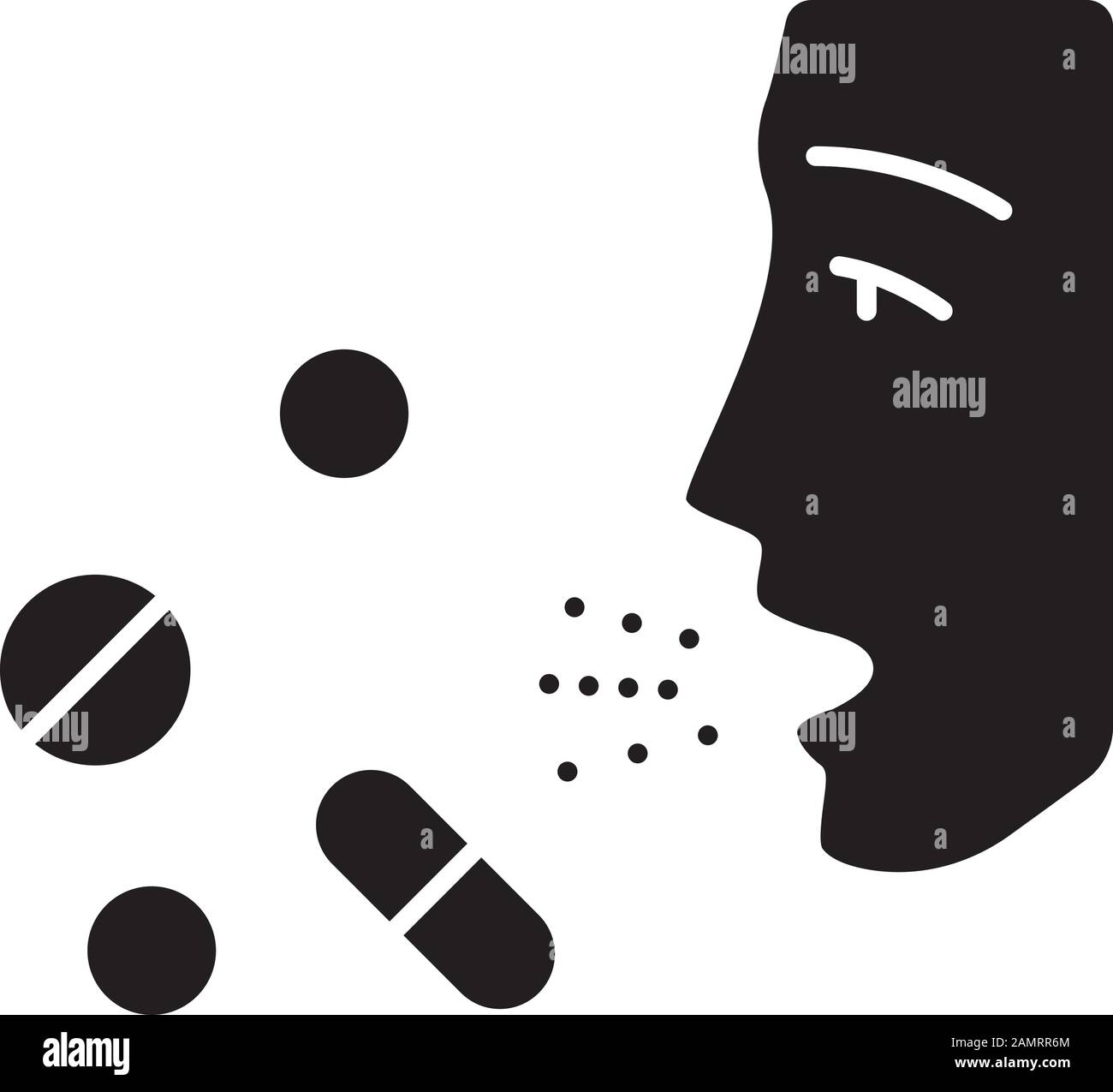 Drug allergies glyph icon. Allergic reaction to medicine ...