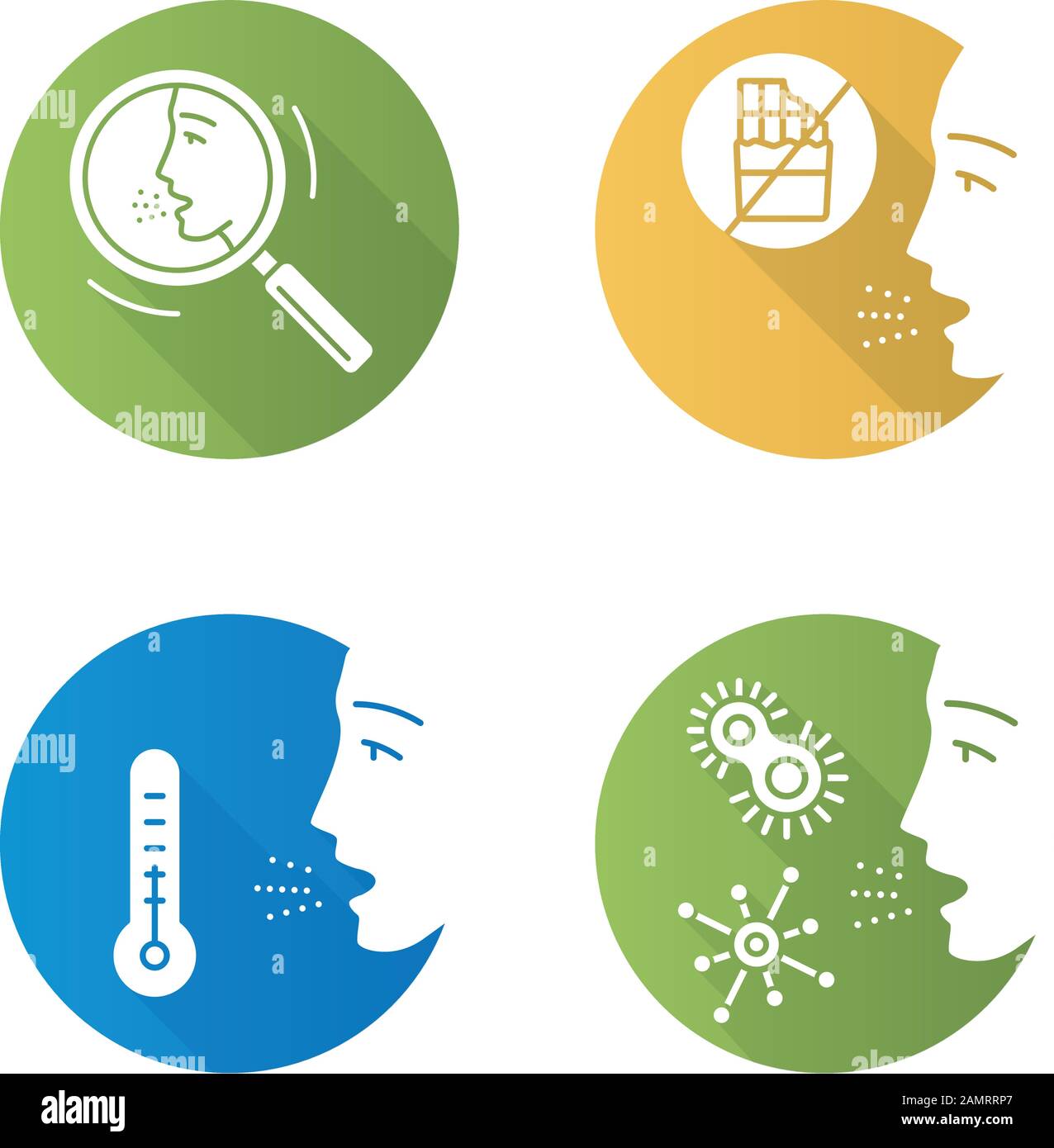 Allergies flat design long shadow glyph icons set. Allergic reactions ...