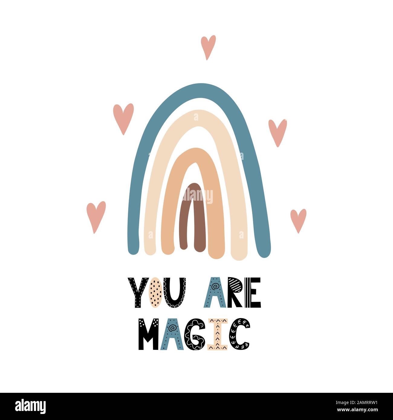 You are magic print with a rainbow and hand drawn text Stock Vector ...