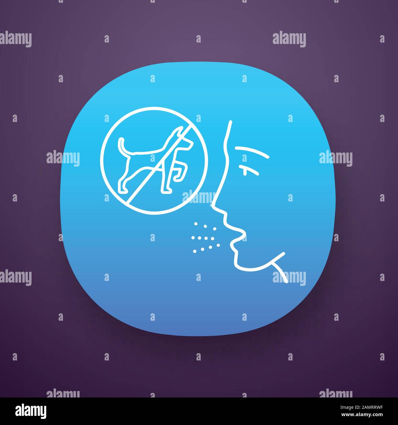 Dog allergy app icon. Allergic reaction of body. Ban of dogs ...