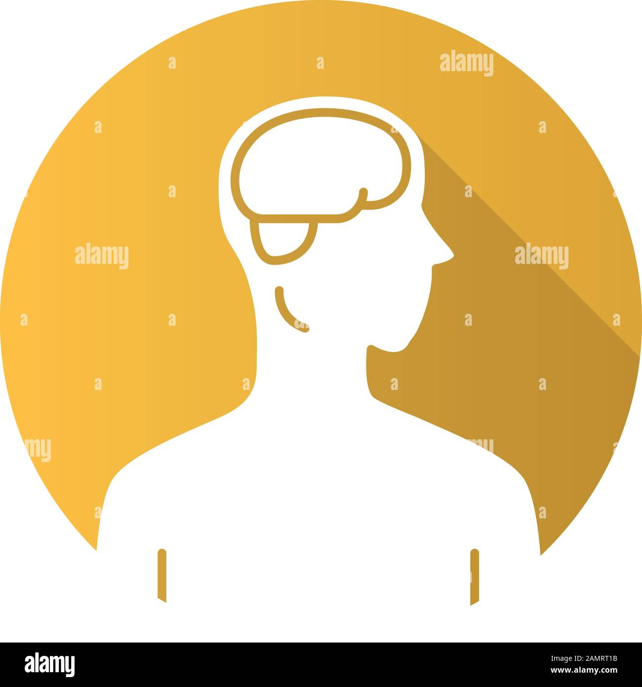 Healthy brain flat design long shadow glyph icon. Human organ in good ...