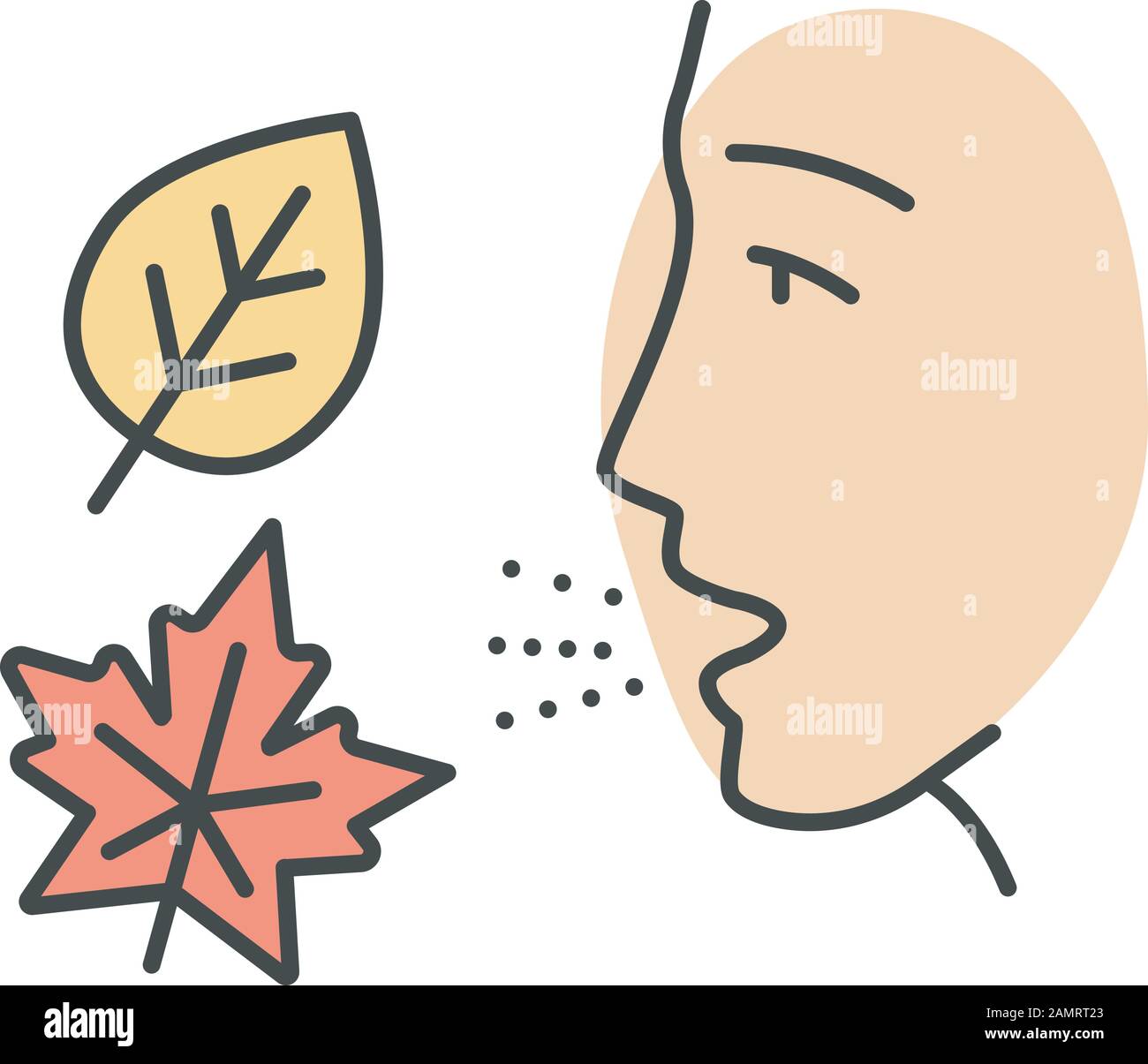 Fall allergy color icon. Seasonal allergy. Allergic reaction to ragweed ...