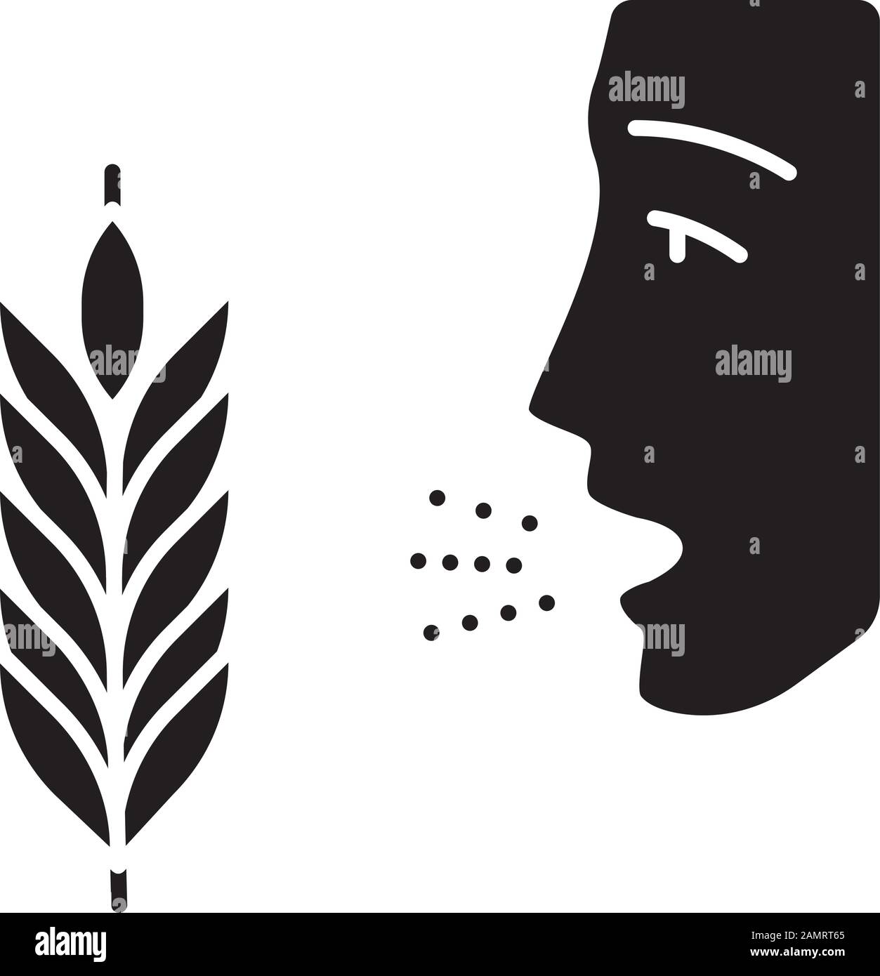 Wheat allergy glyph icon. Allergic asthma, rhinitis. Gluten intolerance ...