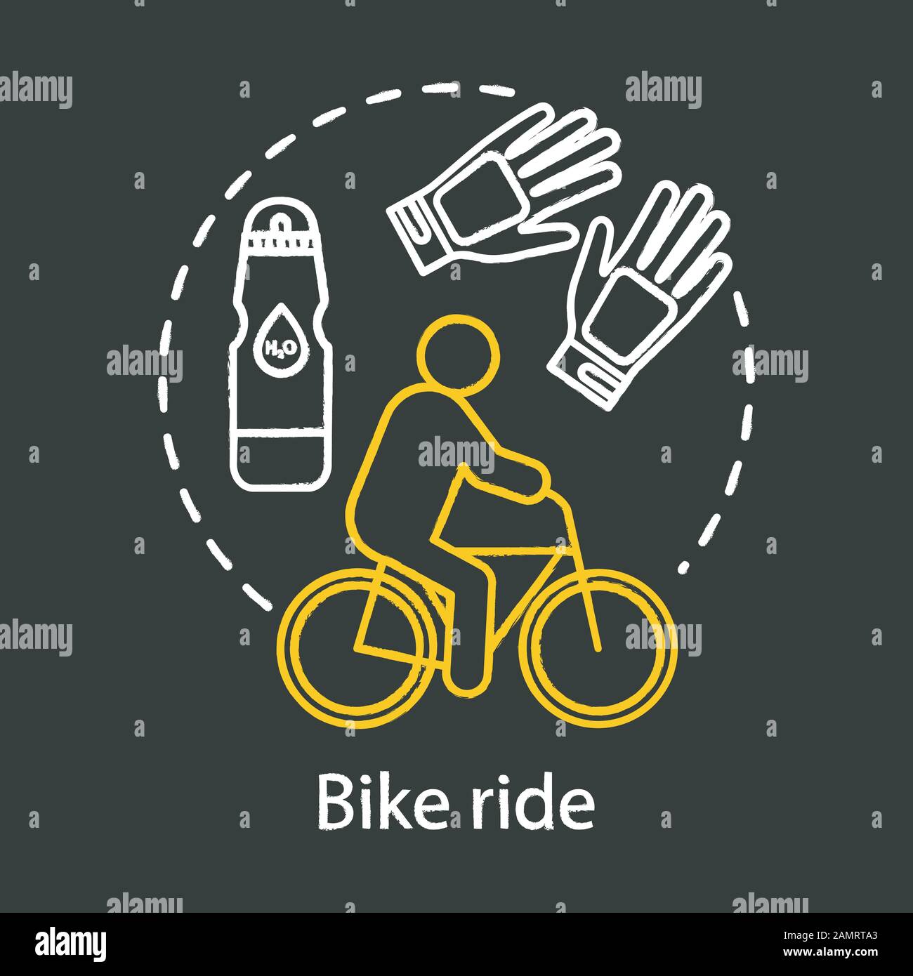 Bike ride chalk concept icon. Family activities with kids idea. Cycling ...
