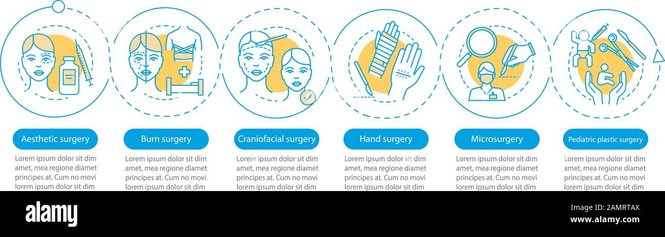 Plastic surgery specialties vector infographic template. Business ...