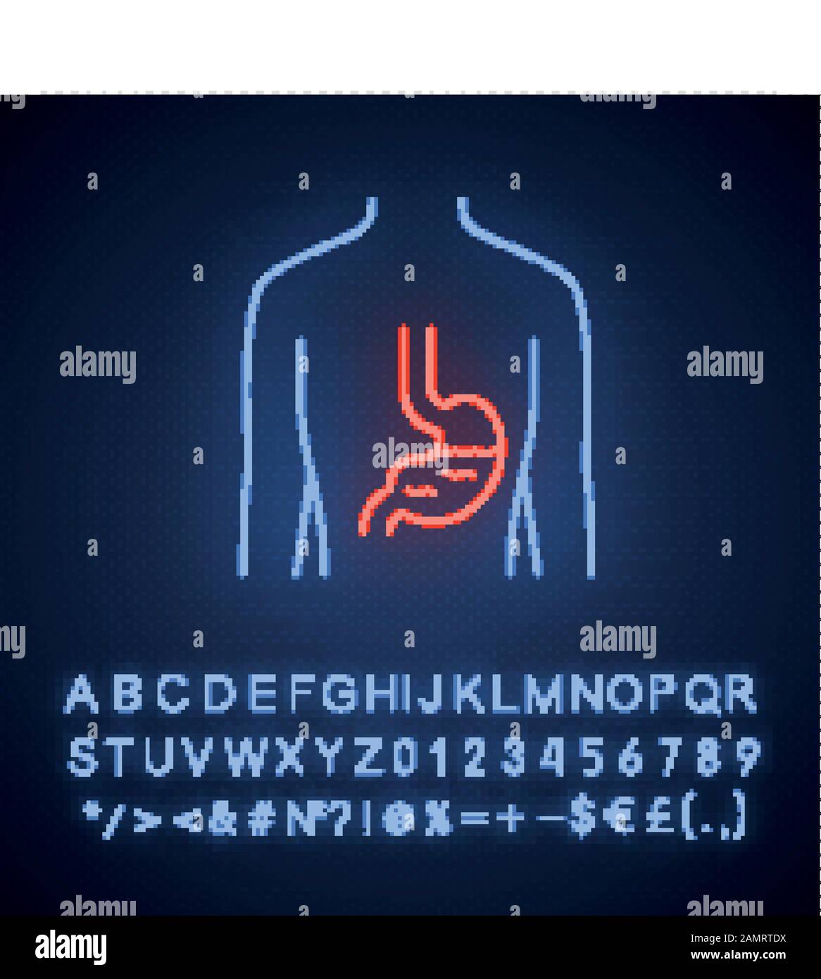 Healthy stomach neon light icon. Human organ in good health ...
