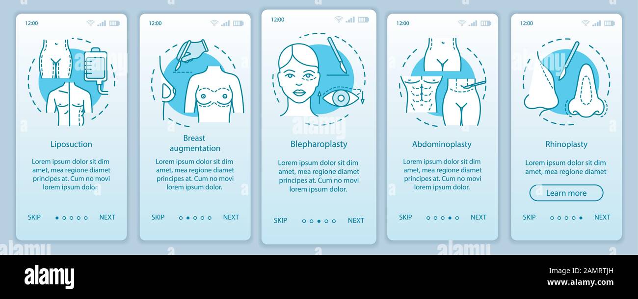 Surgical Body Sculpting Onboarding Mobile App Page Screen Vector Template Abdominoplasty