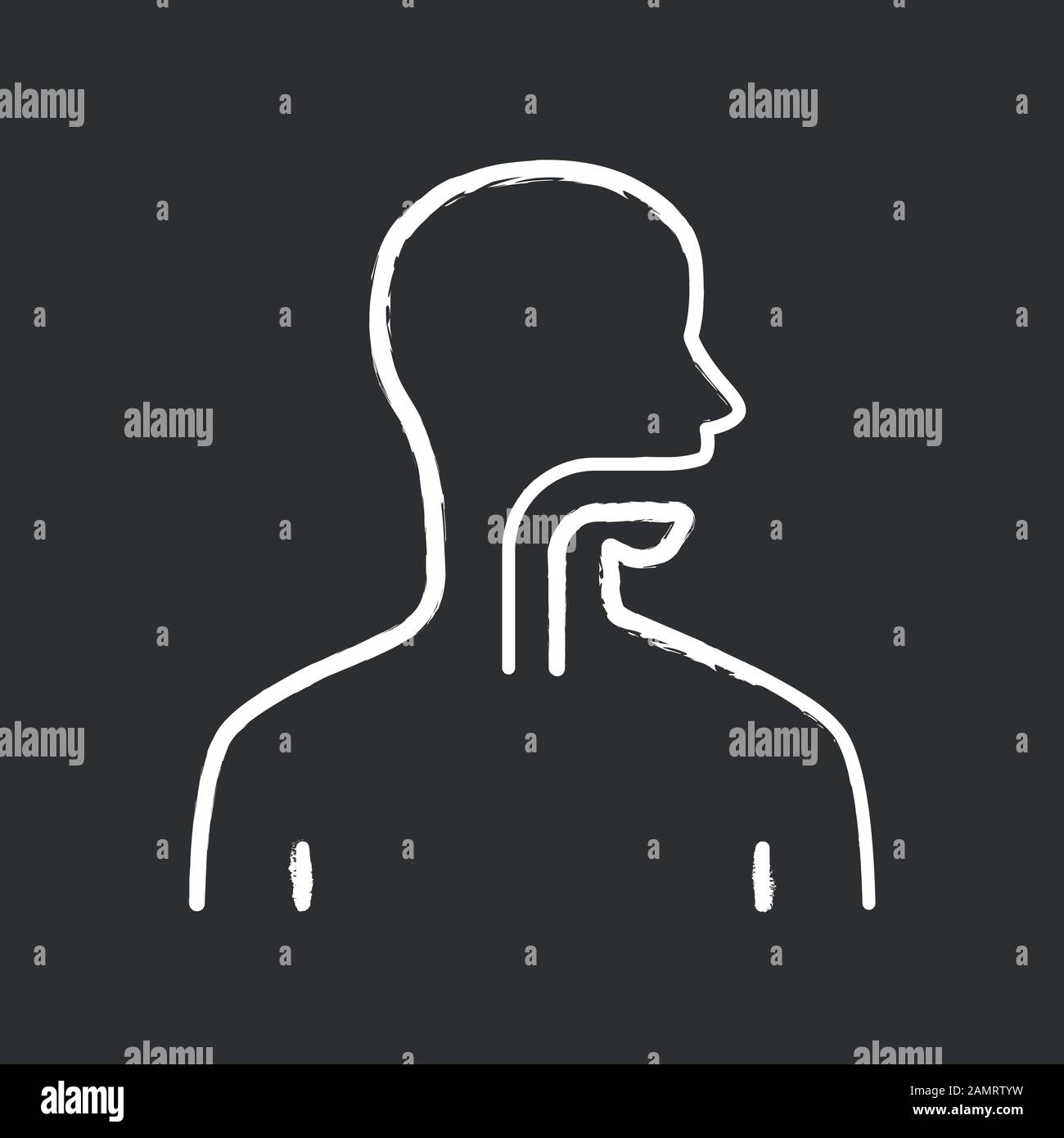 Healthy Throat Chalk Icon Oral Cavity Pharynx And Esophagus In Good