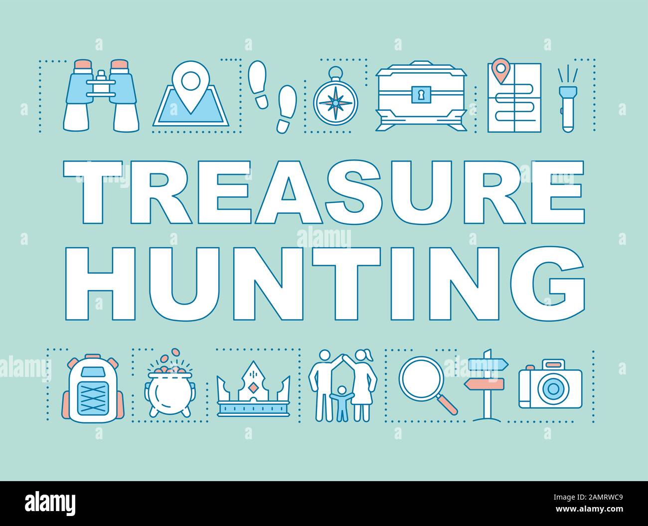 Treasure hunting word concepts banner. Family time together. Geocaching ...