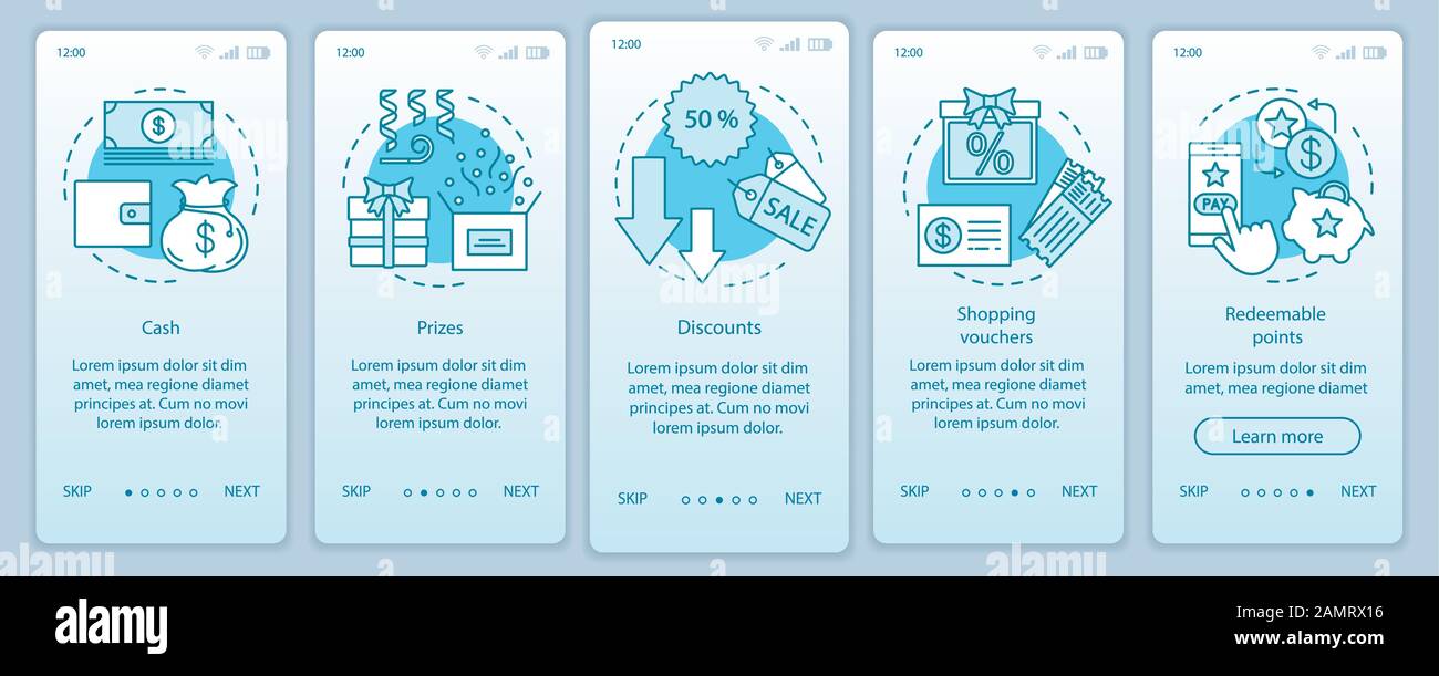 Referral rewards onboarding mobile app page screen with linear concepts ...