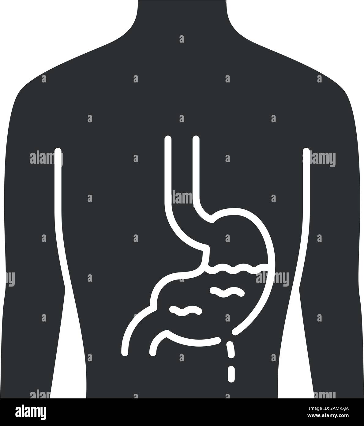 Ill stomach glyph icon. Gastritis. Sore human organ. Unhealthy ...