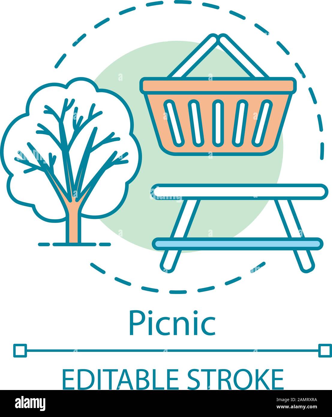 Picnic concept icon. Family activities with kids idea thin line ...