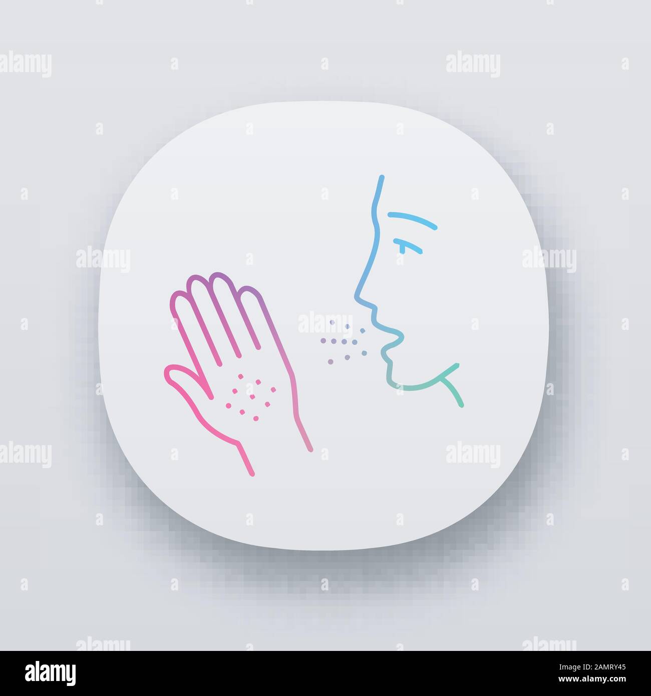 Allergy symptoms app icon. Respiratory disease and itchy rash. Effect ...