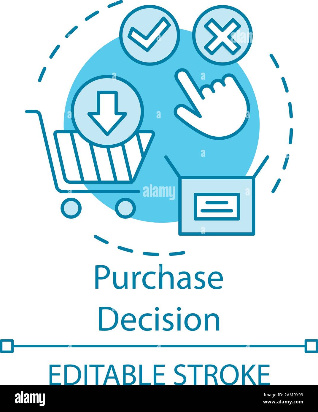 Purchase decision turquoise concept icon. Online shopping idea thin ... Purchase decision turquoise concept icon. Online shopping idea thin ...