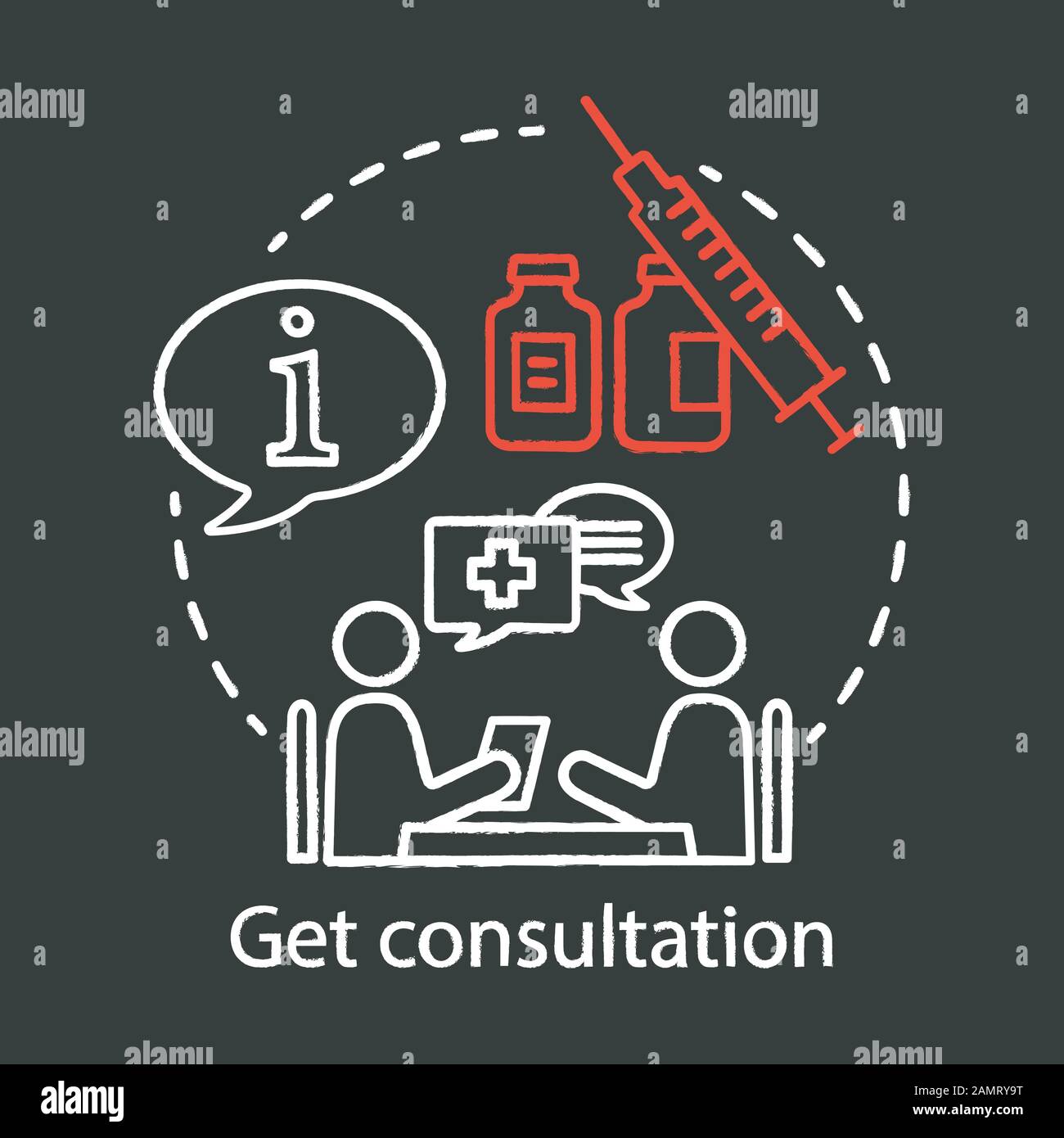 Get consultation chalk icon. Health check. Clinic center. Doctor ...