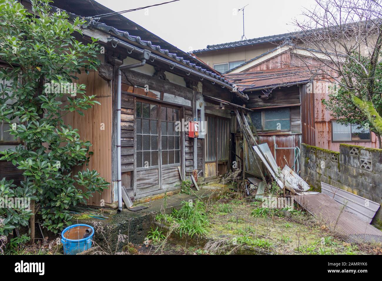 Derelict and abandoned former Buddhist temple buildings, Kanazawa ...