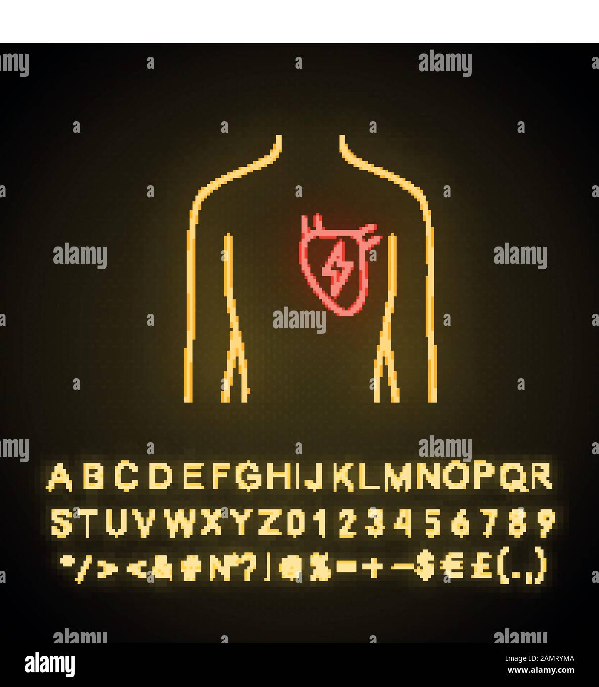 Ill heart neon light icon. Sore human organ. Unhealthy cardiovascular ...