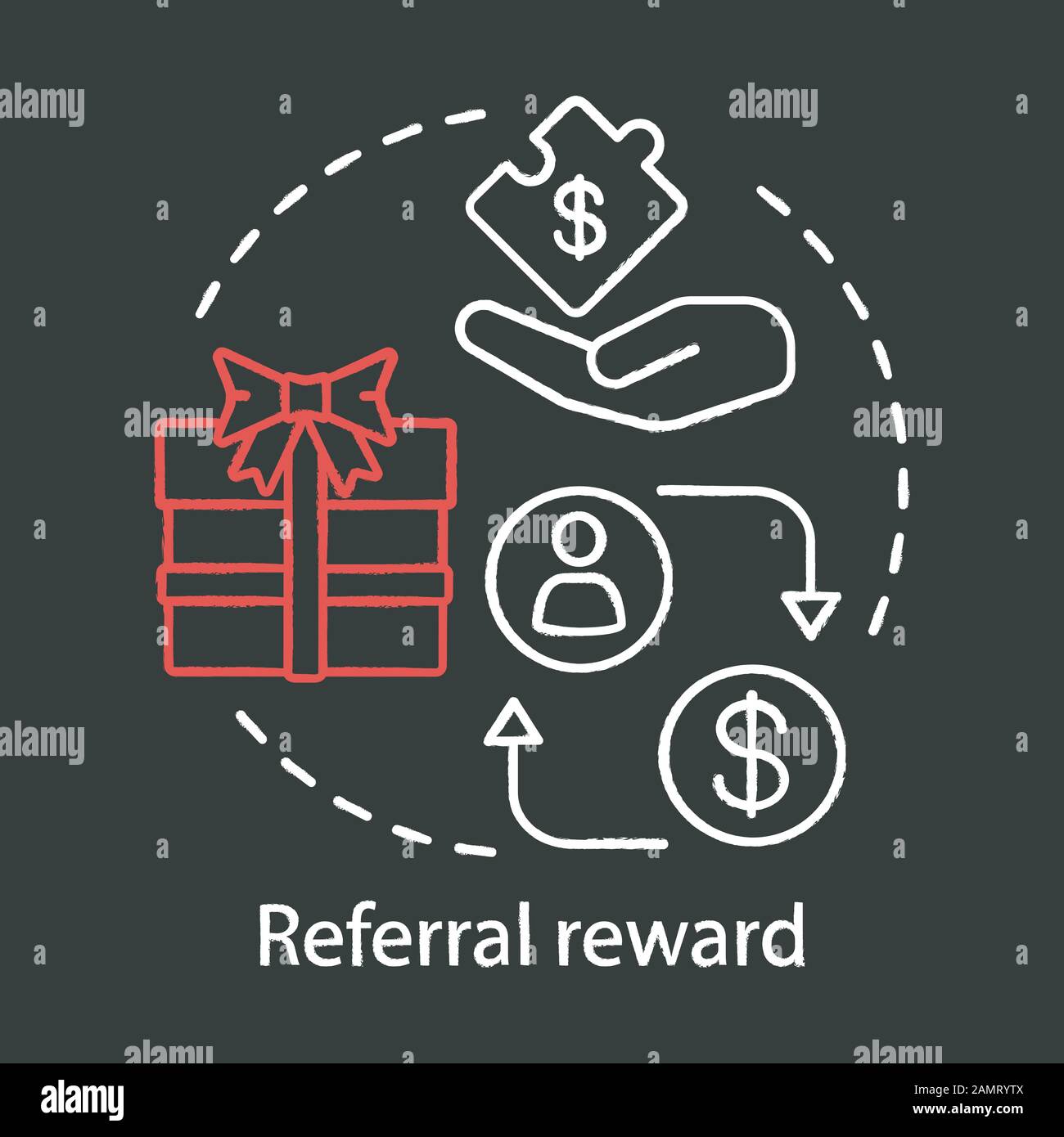 Referral reward concept chalk icon. Marketing strategy idea. Referral ...