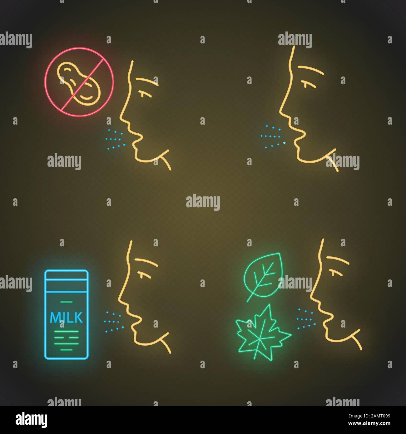 Allergies App Icons Set Peanut Milk Dust Mold Intolerance
