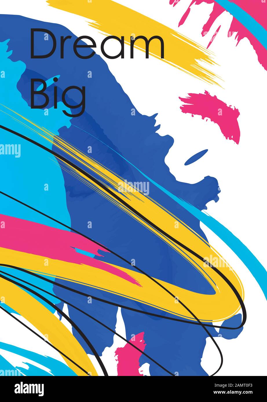 Dream big inscription abstract postcard template. Motivational phrase ...