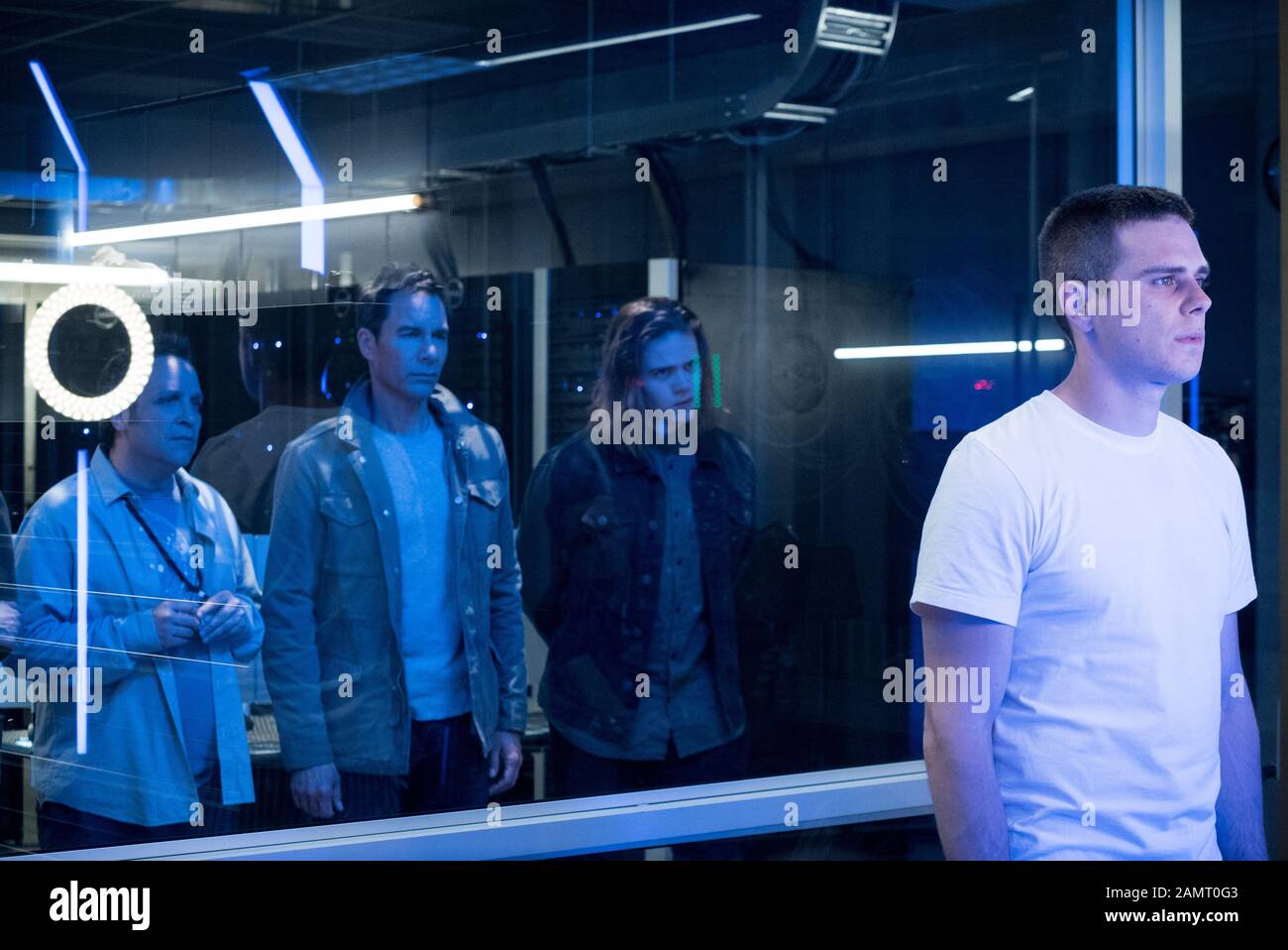 TRAVELERS, from left: Benjamin Ratner, Eric McCormack, Reilly Dolman ...