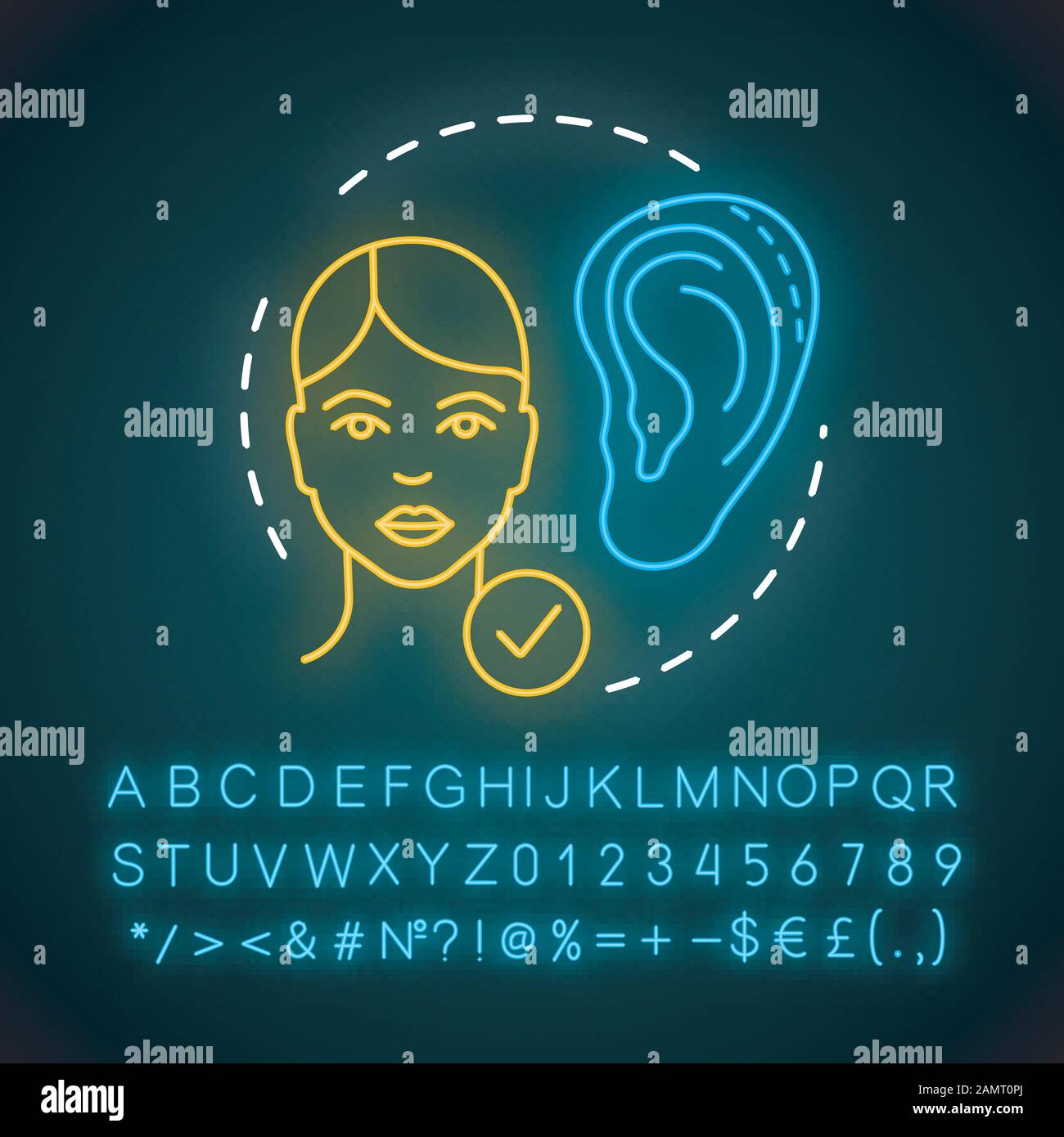 Otoplasty neon light icon. Cosmetic ear surgery. Surgical reshaping ...