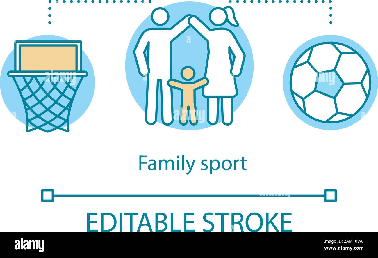 Family sport concept icon. Time together idea thin line illustration ...
