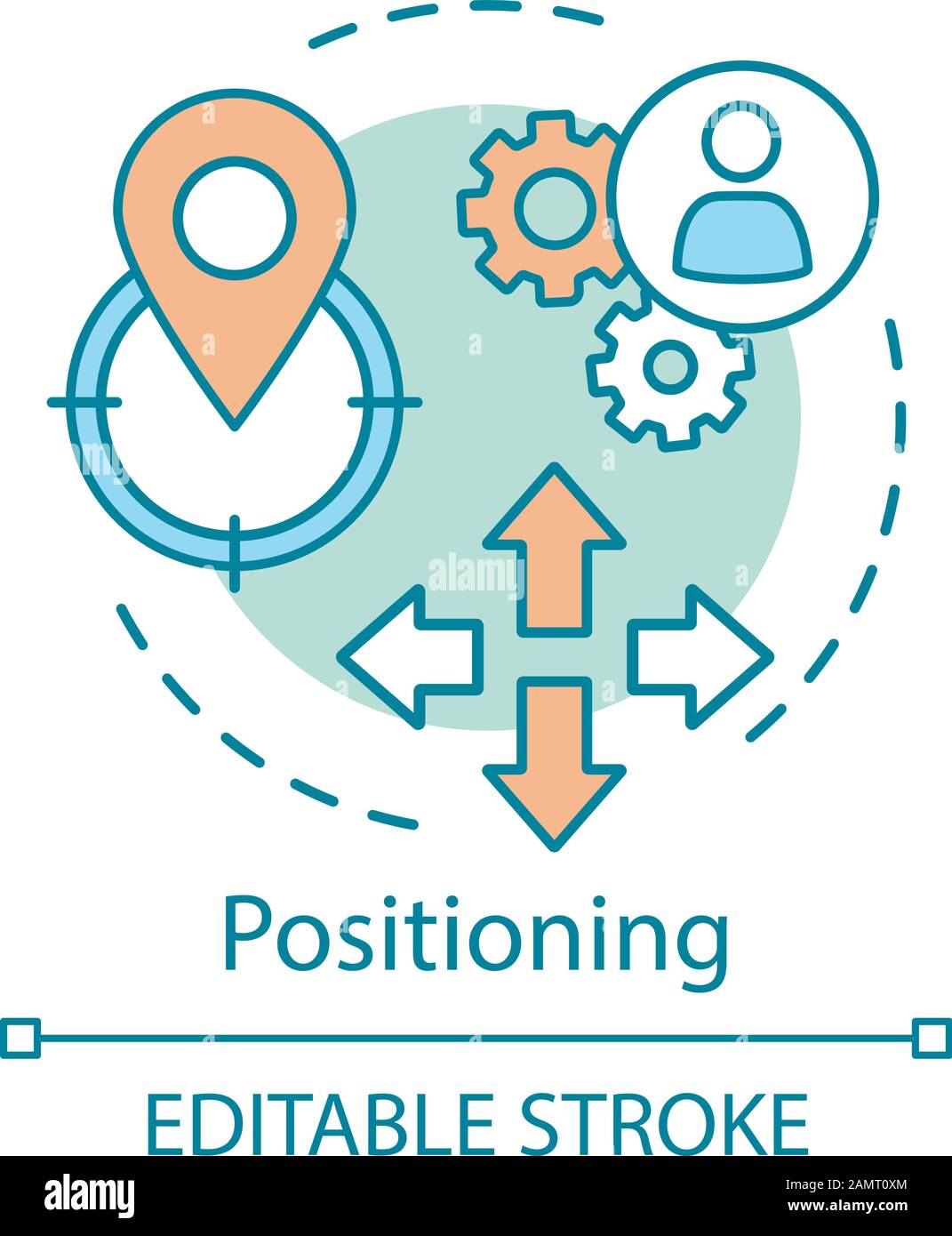 Positioning concept icon. Pinned geolocation icon idea thin line ...