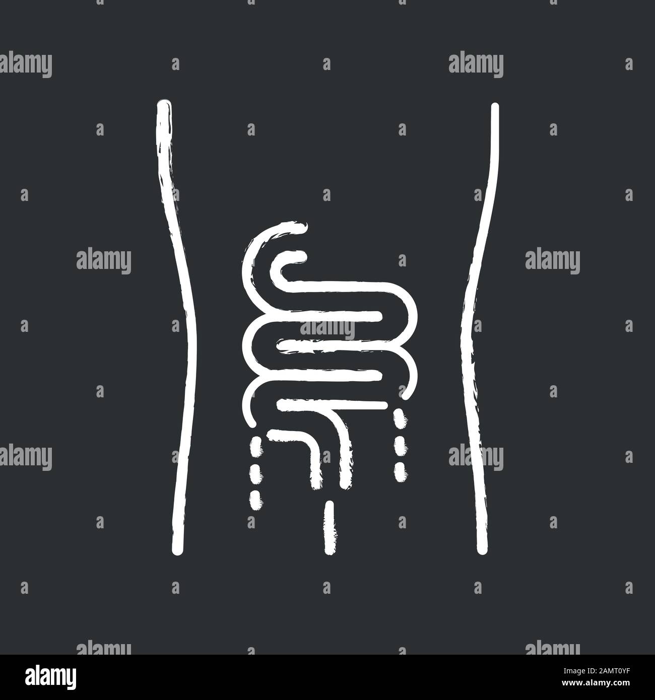 Ill intestines chalk icon. Sore human organ. People disease. Unhealthy ...