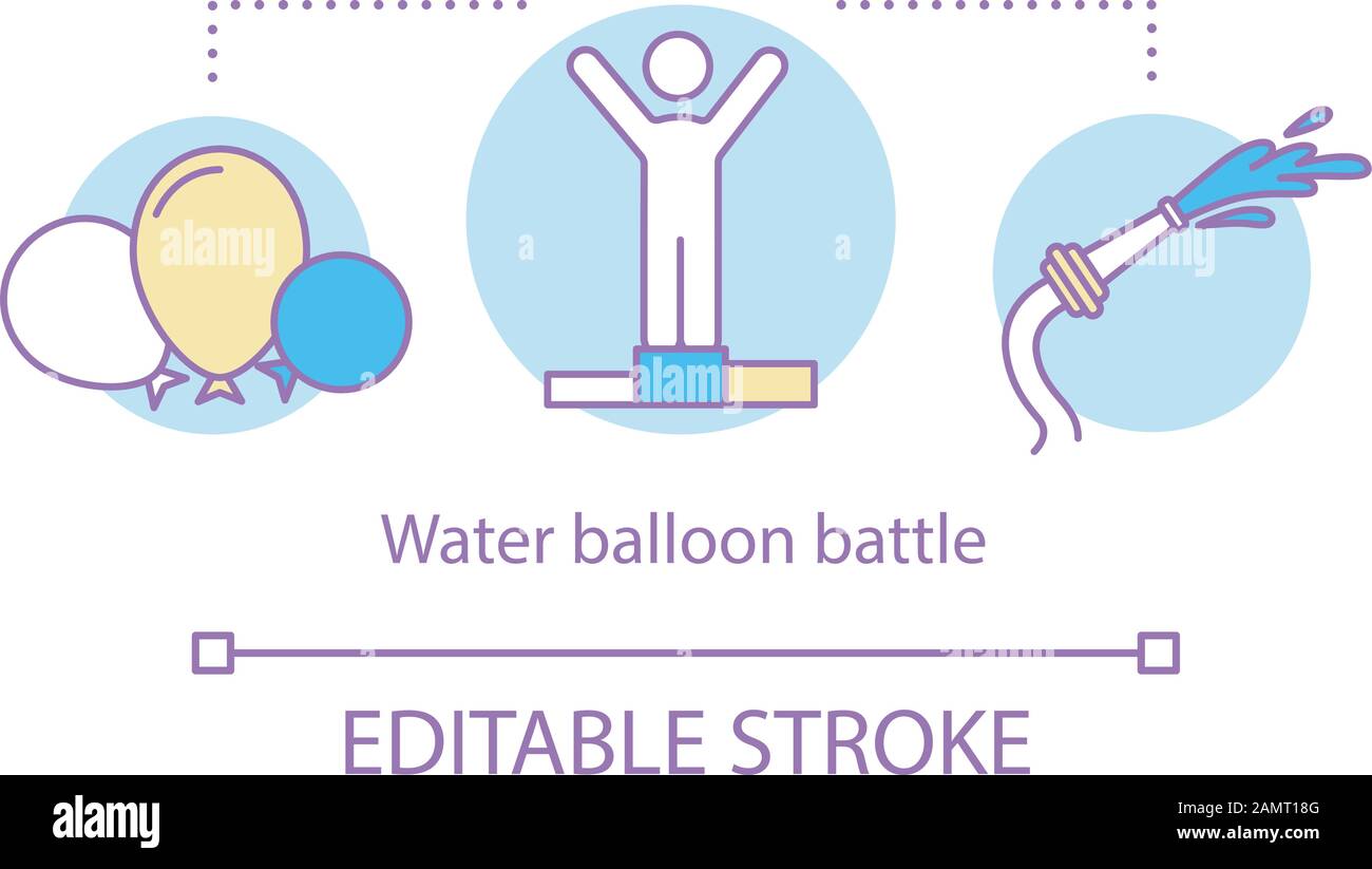 Water balloon battle concept icon. Time together idea thin line ...