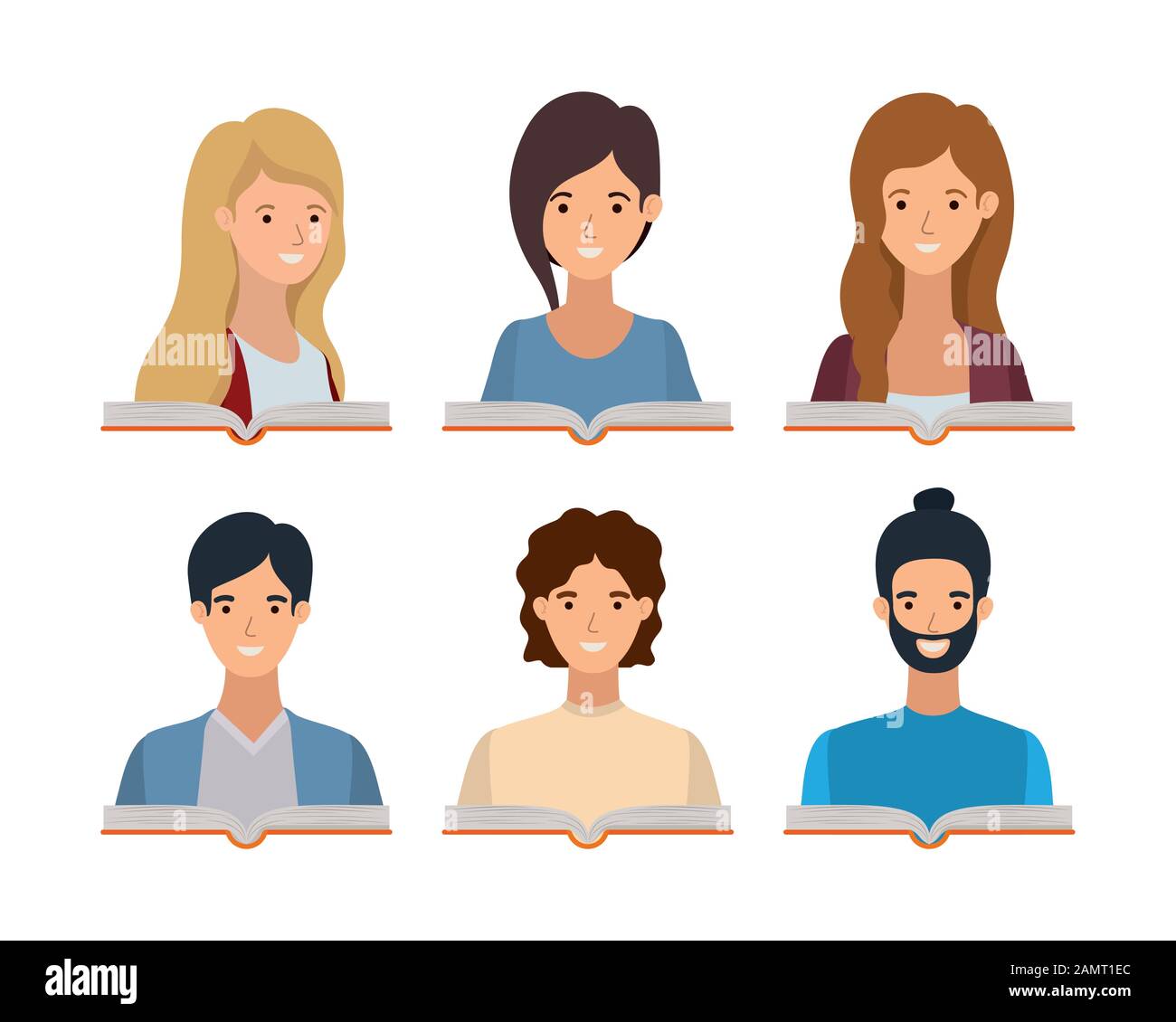 Isolated people avatars with education books vector design Stock Vector ...