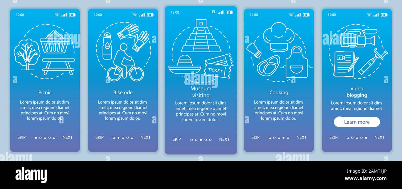 Family activities with kids onboarding mobile app page screen vector ...