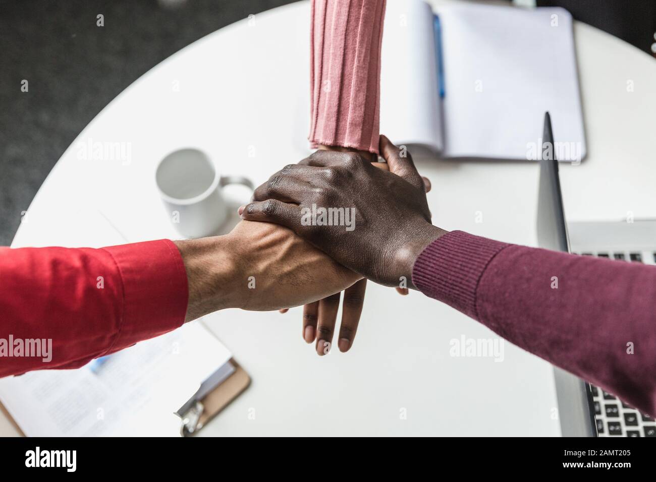 Team work three human hands hi-res stock photography and images - Alamy