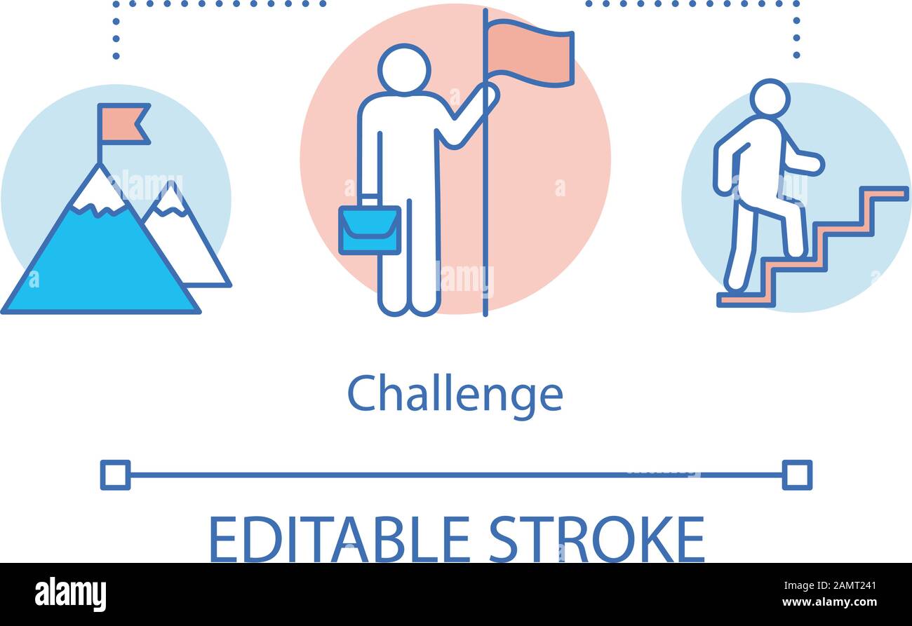 Challenge idea thin line illustration. Ambition, motivation. Climbing ...