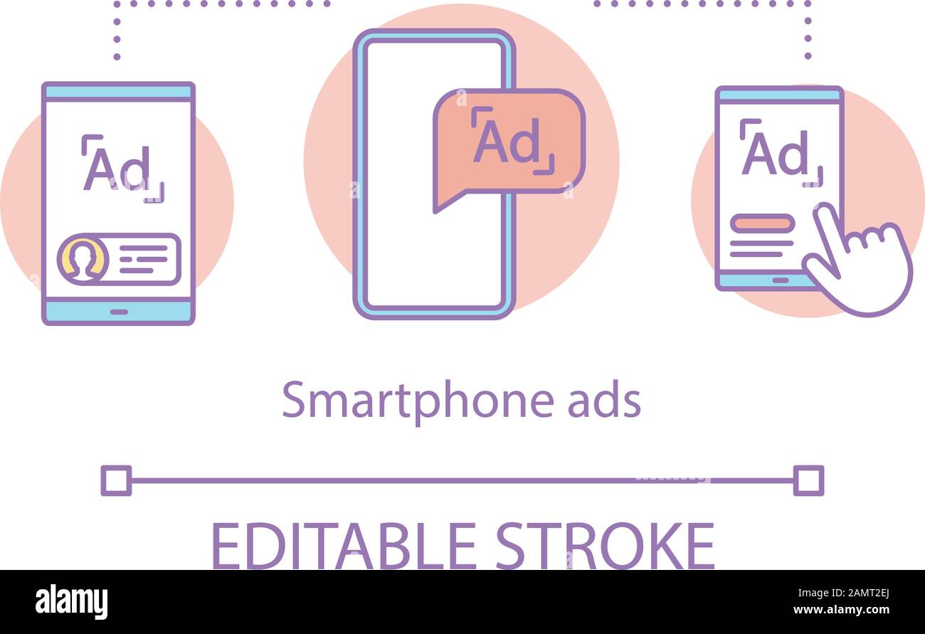 Smartphone ads concept icon. Clearance, sale, discount, online ...