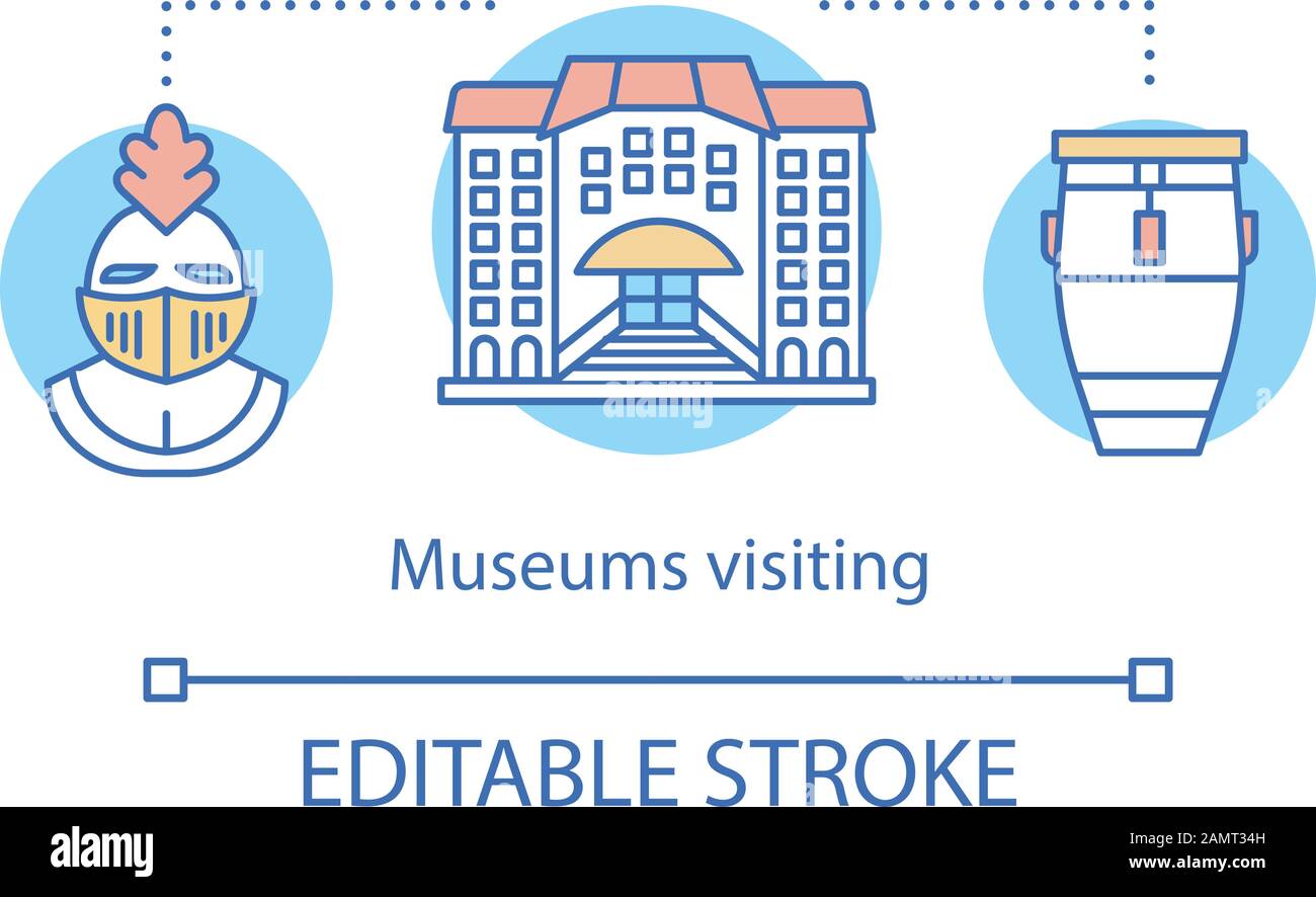 Museum visiting concept icon. Family activities with kids idea thin ...