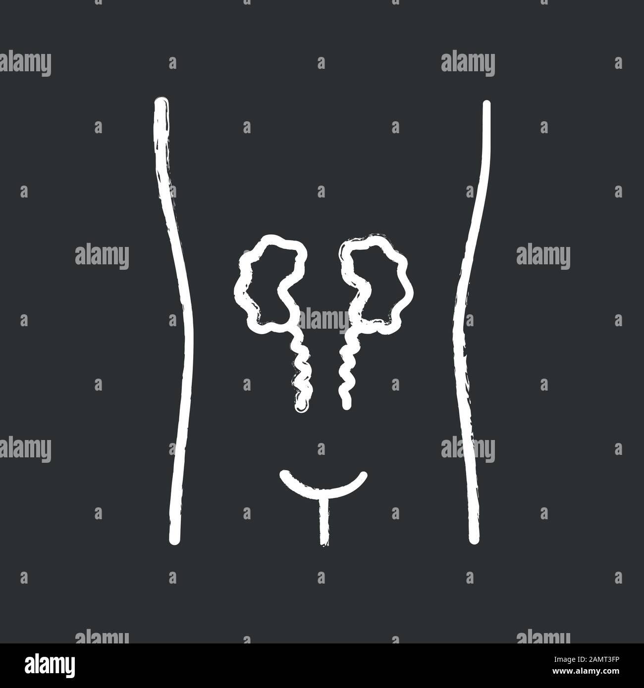 Ill kidneys chalk icon. Sore human organ. Unhealthy urinary system ...