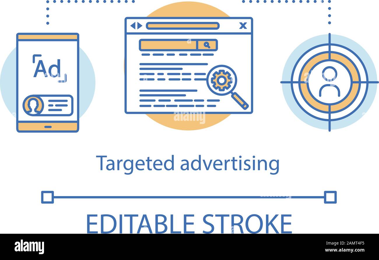 Targeted advertising concept icon. Business goal, digital target ...