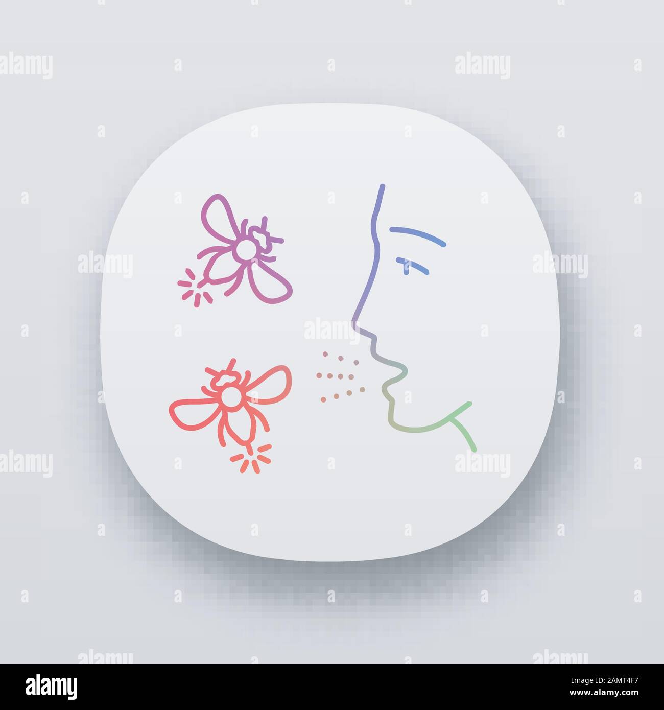 Allergies to insect stings app icon. Hypersensitivity of immune system ...