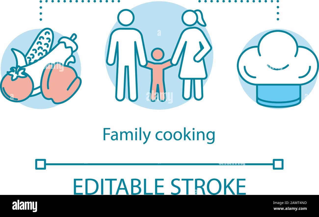 Family cooking concept icon. Activities with kids idea thin line ...