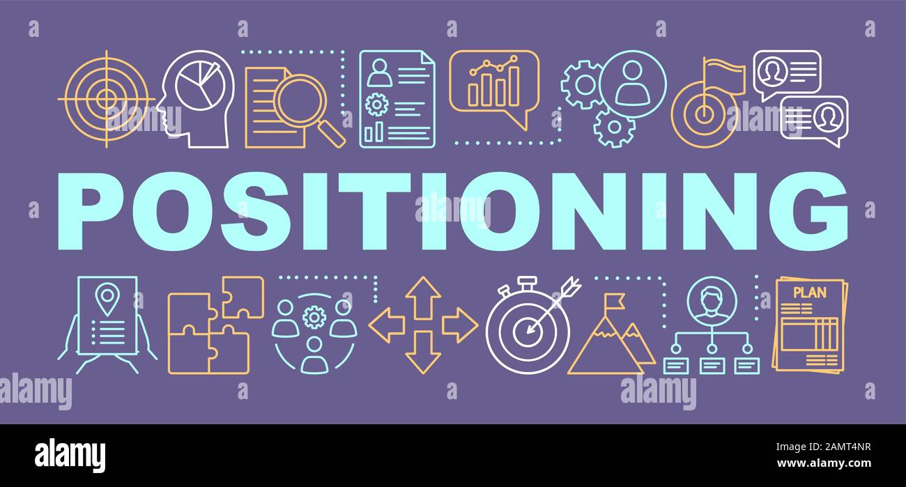 Positioning purple word concepts banner. Pinned geolocation icon, gps ...