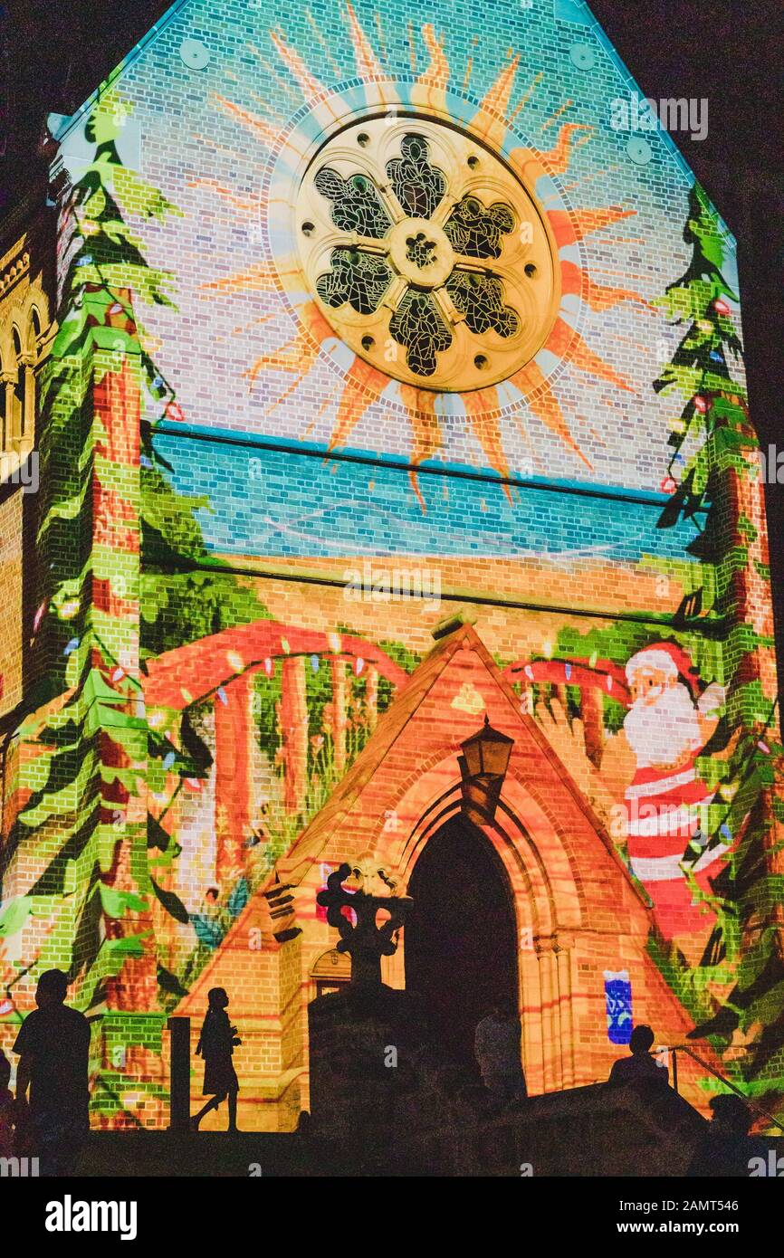 PERTH, WESTERN AUSTRALIA - December 25th, 2019: Christmas lights and ...