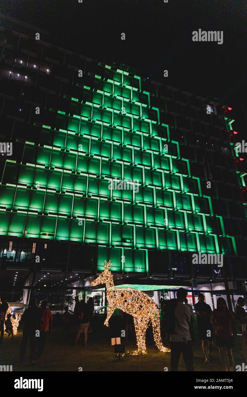 PERTH, WESTERN AUSTRALIA - December 25th, 2019: Christmas lights and ...