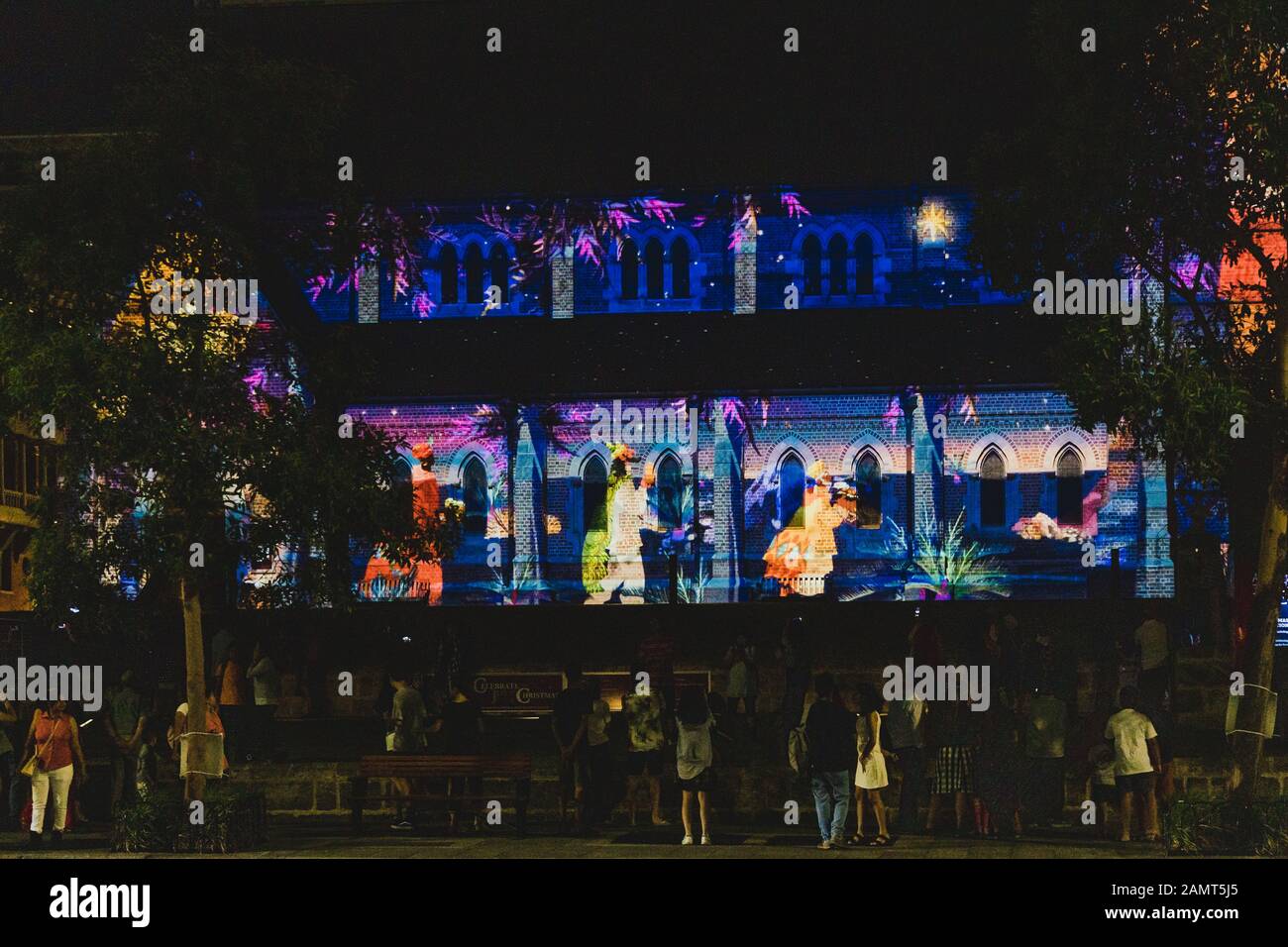 PERTH, WESTERN AUSTRALIA - December 25th, 2019: Christmas lights and ...
