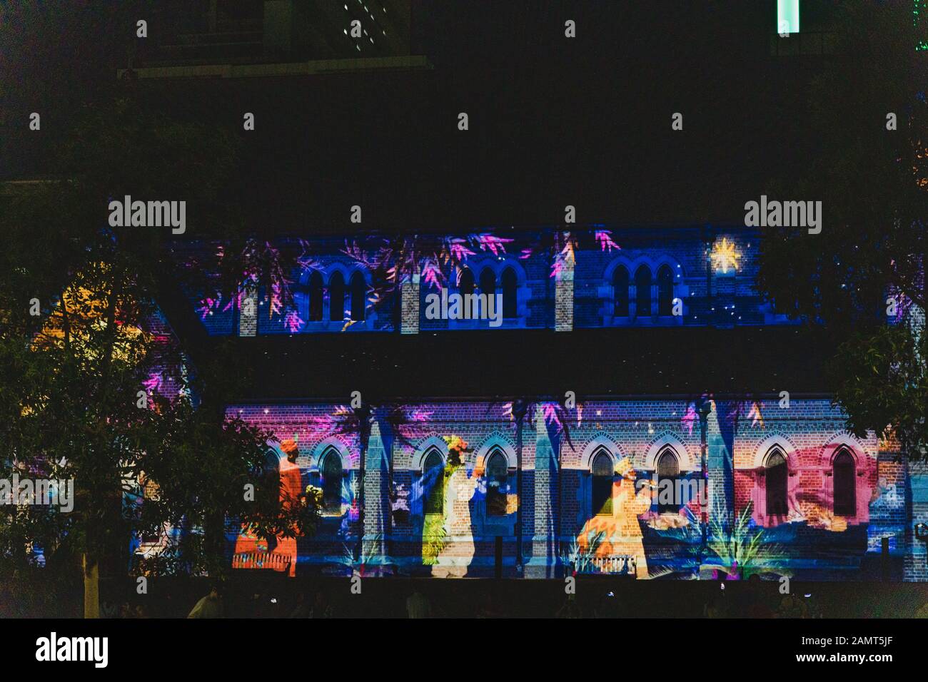 PERTH, WESTERN AUSTRALIA - December 25th, 2019: Christmas lights and ...