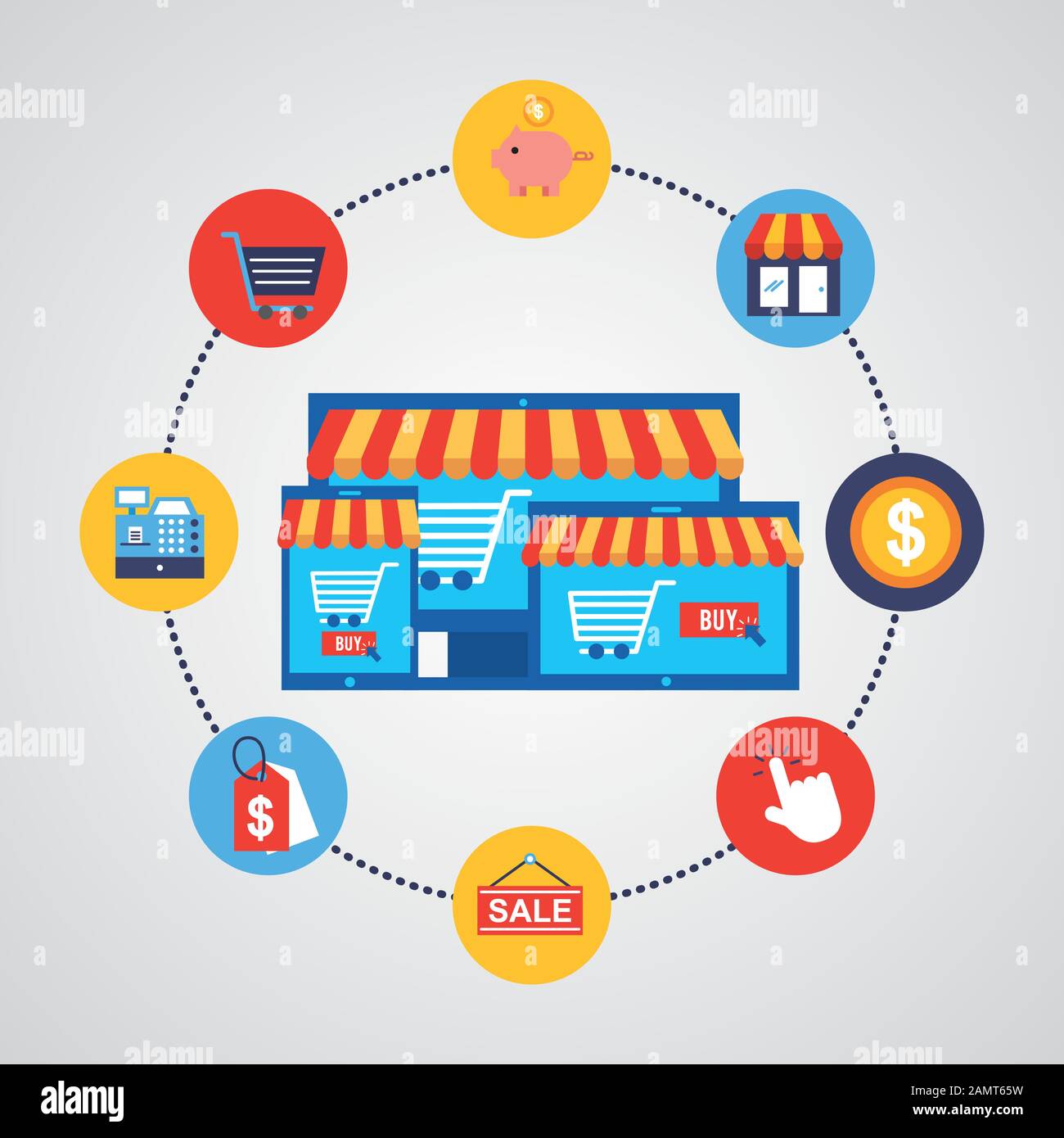 electronic devices with shopping online technology Stock Vector Image ...