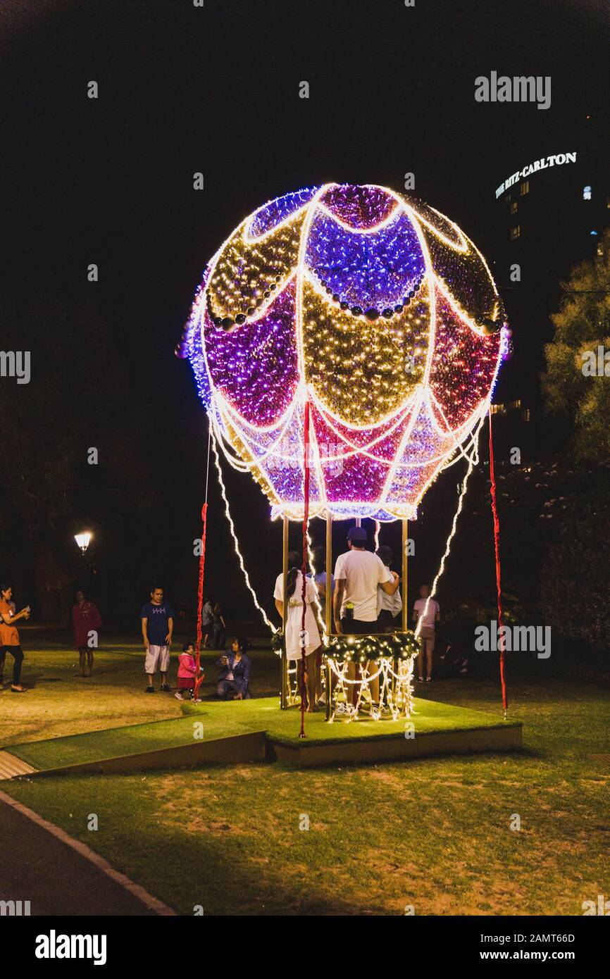 PERTH, WESTERN AUSTRALIA - December 25th, 2019: Christmas lights and ...